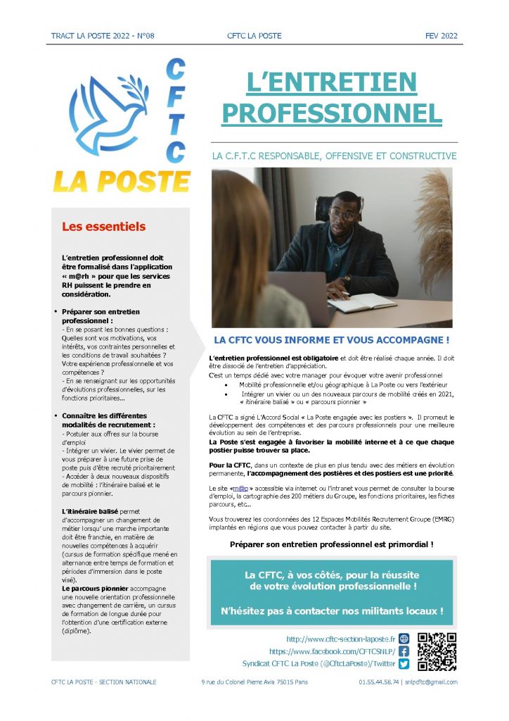 L’ENTRETIEN PROFESSIONNEL: LA CFTC VOUS INFORME ET VOUS ACCOMPAGNE ...