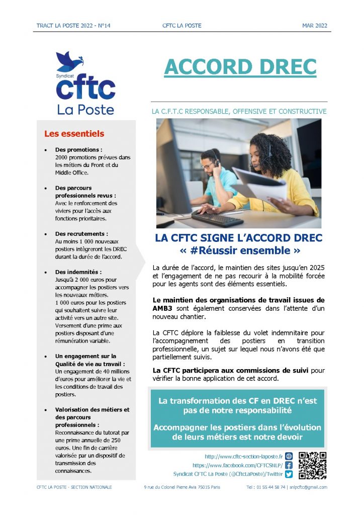 ACCORD DREC: LA CFTC SIGNE L’ACCORD DREC « #Réussir ensemble » – CFTC ...