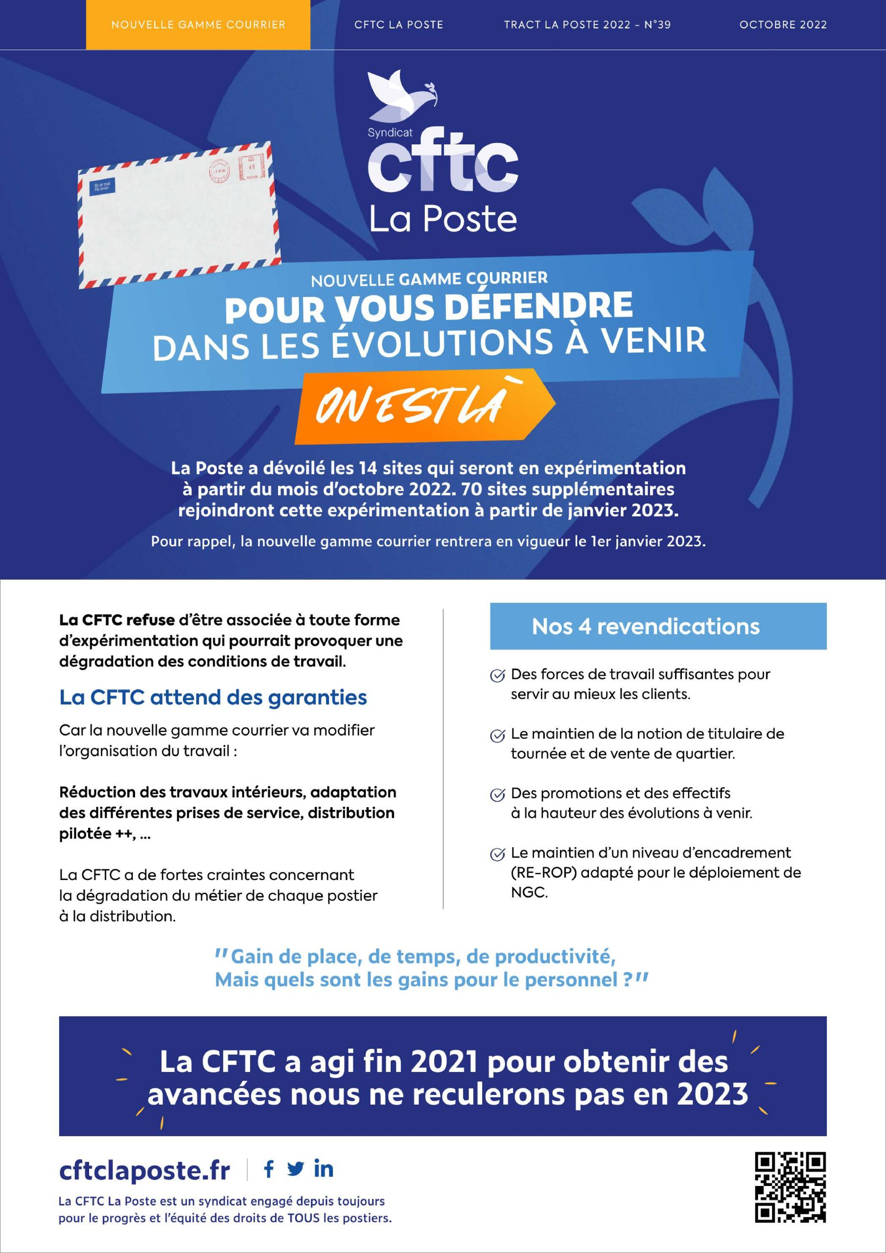 NOUVELLE GAMME COURRIER – CFTC LA POSTE